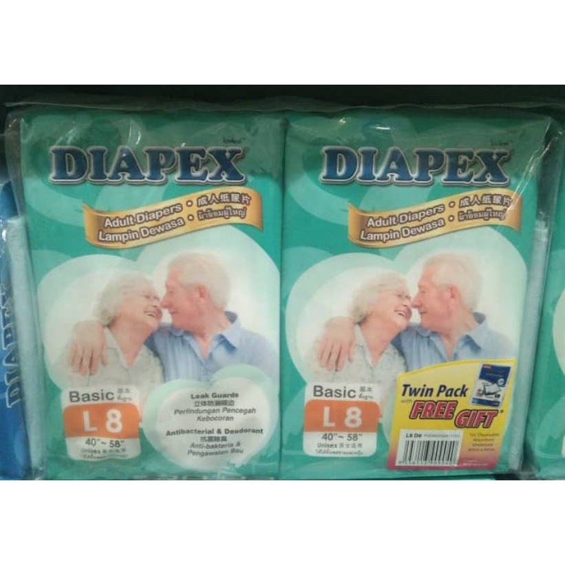 DIAPEX ADULT DIAPERS L8 LAMPIN DEWASA 8PC (TWINPACK) | Shopee Malaysia