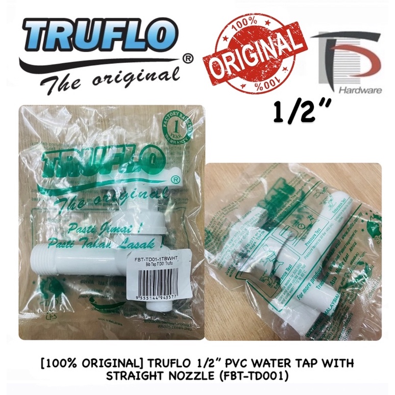 [100% ORIGINAL] TRUFLO 1/2” PVC WATER TAP WITH STRAIGHT NOZZLE (FBT ...