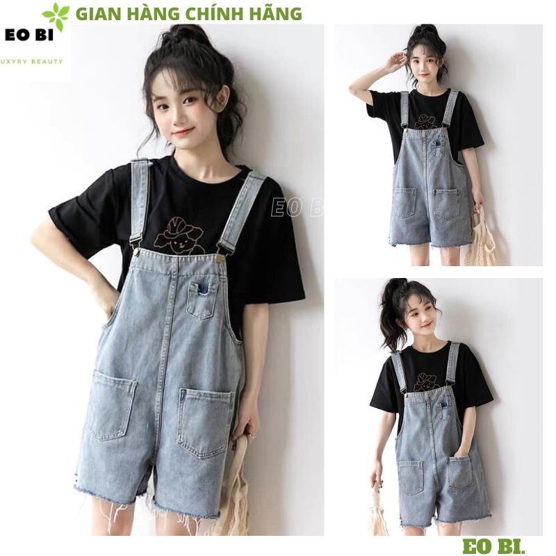 Cute kute Korean style short denim overalls, very pretty for active ...