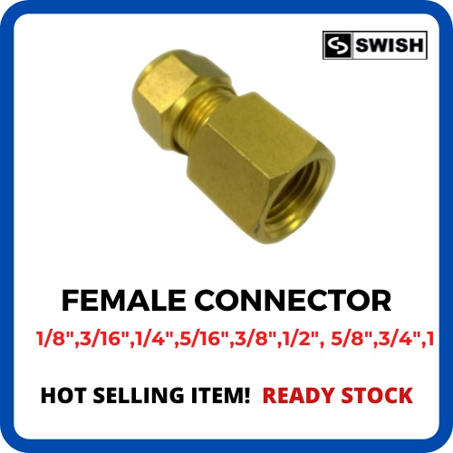 Brass Female Connector BUF Tube x Female BSPT Compression Brass ...
