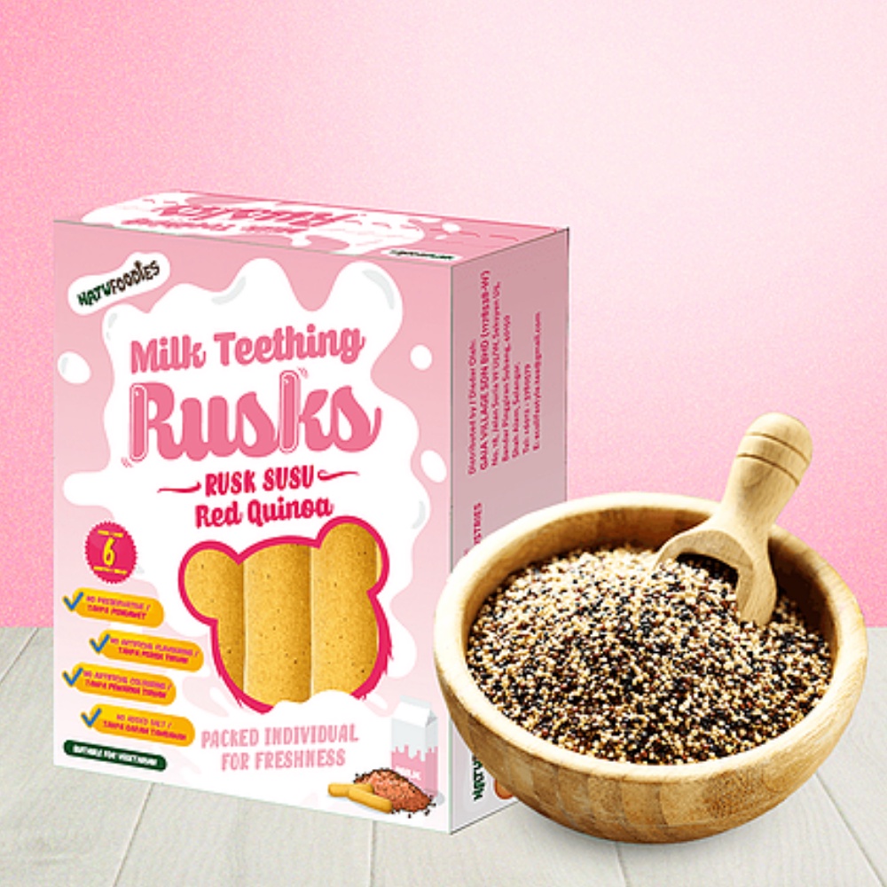 Natufoodies Baby Milk Teething Rusk 6mth+ Rusk Susu Original / Red ...