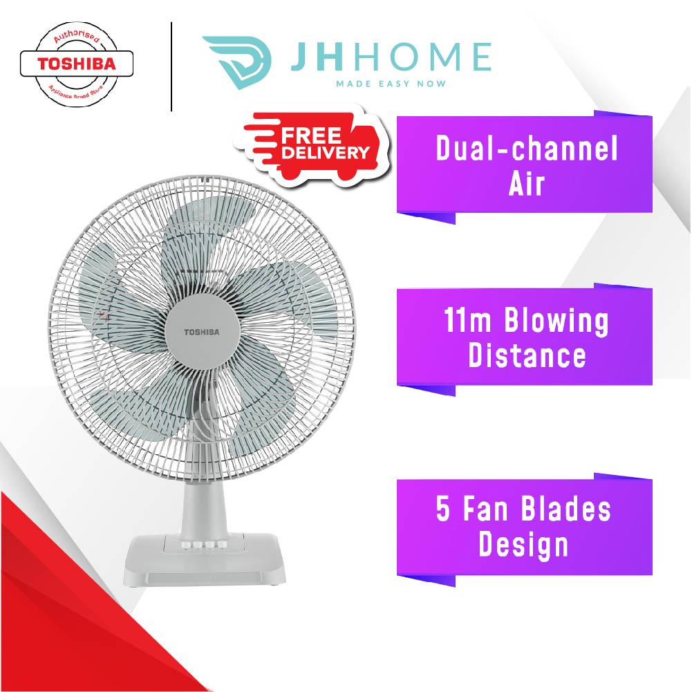 Toshiba 16 Inch 3 Speed 5 Blade Table Fan F-TSA20(G)MY | 12 Inch 3 Speed 3 Blade F-TSA10(G)MY ...