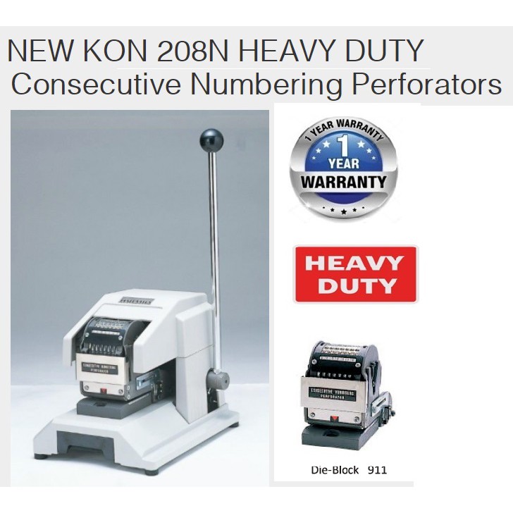 NEW KON 208N HEAVY DUTY Consecutive Numbering Perforators -7 Digit Numbering | Shopee Malaysia