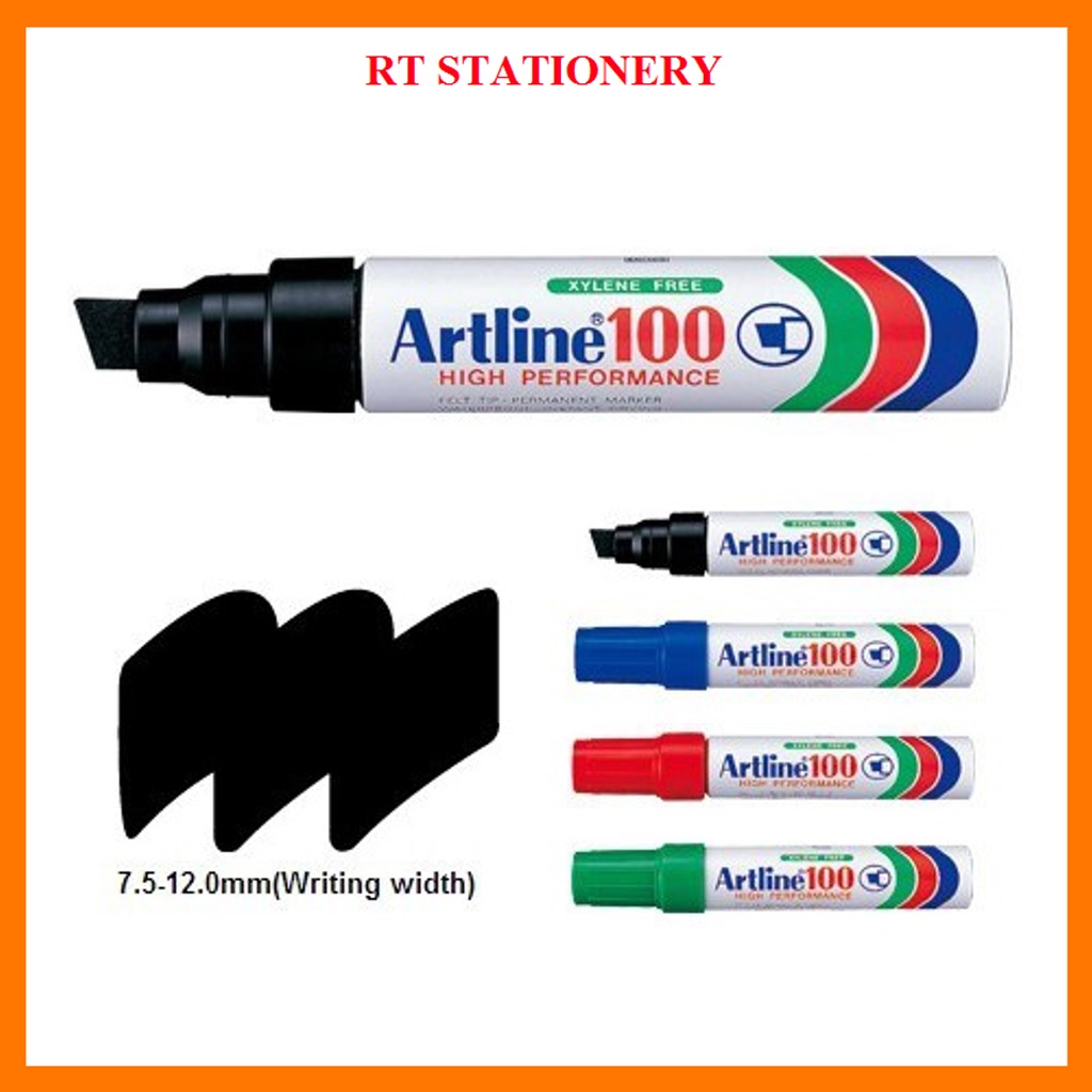 Artline 100 Permanent Marker Pen (Chisel Point) / Big Nib Marker Pen ...