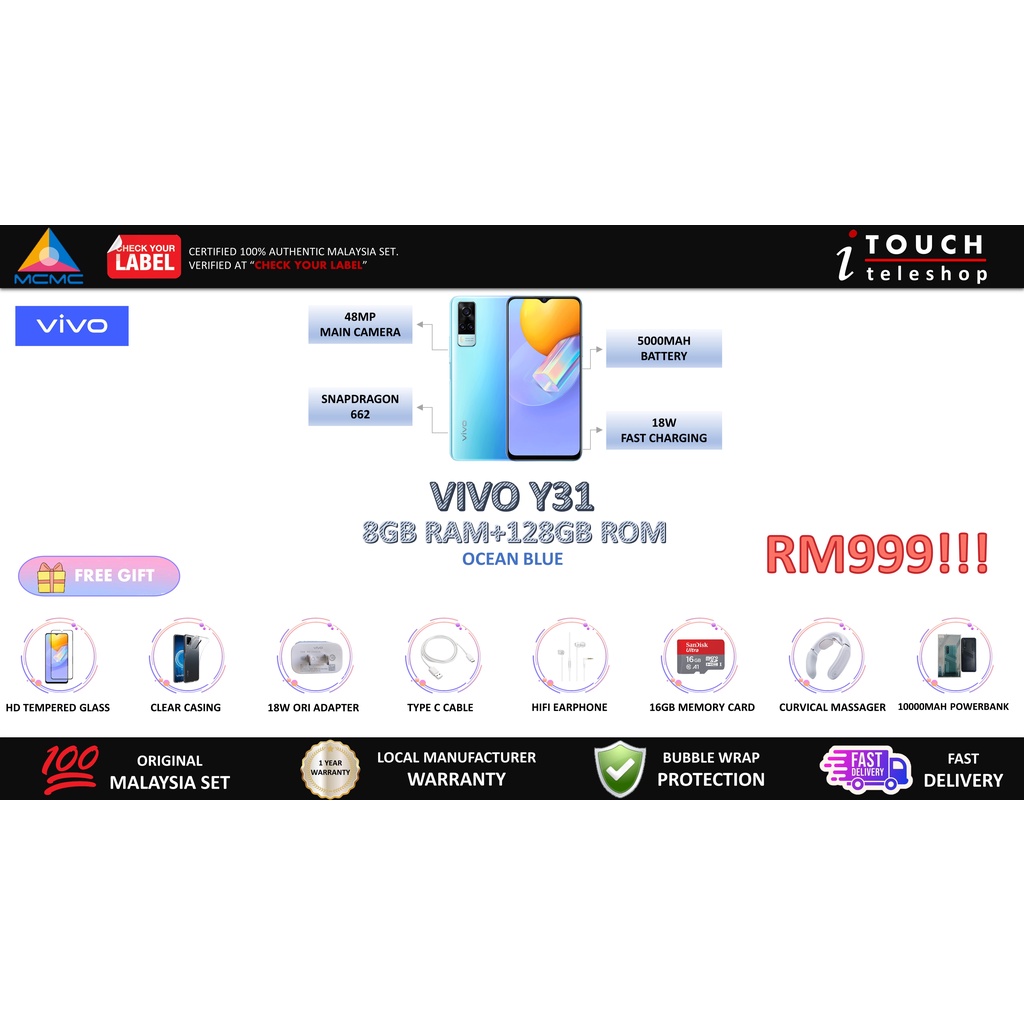 ORIGINAL NEW VIVO Y31 8GB RAM + 128GB ROM | Shopee Malaysia