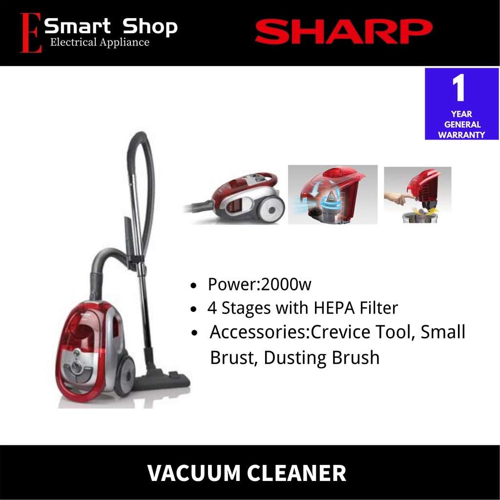 SHARP 2000W VACUUM CLEANER ECLS20R | Shopee Malaysia