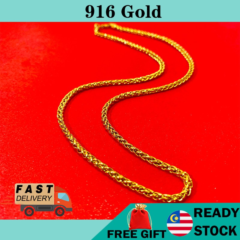 jewellery 24k Gold Plated Women Men Necklace Rantai Leher Wanita Lelaki Emas Korea rantai leher ...