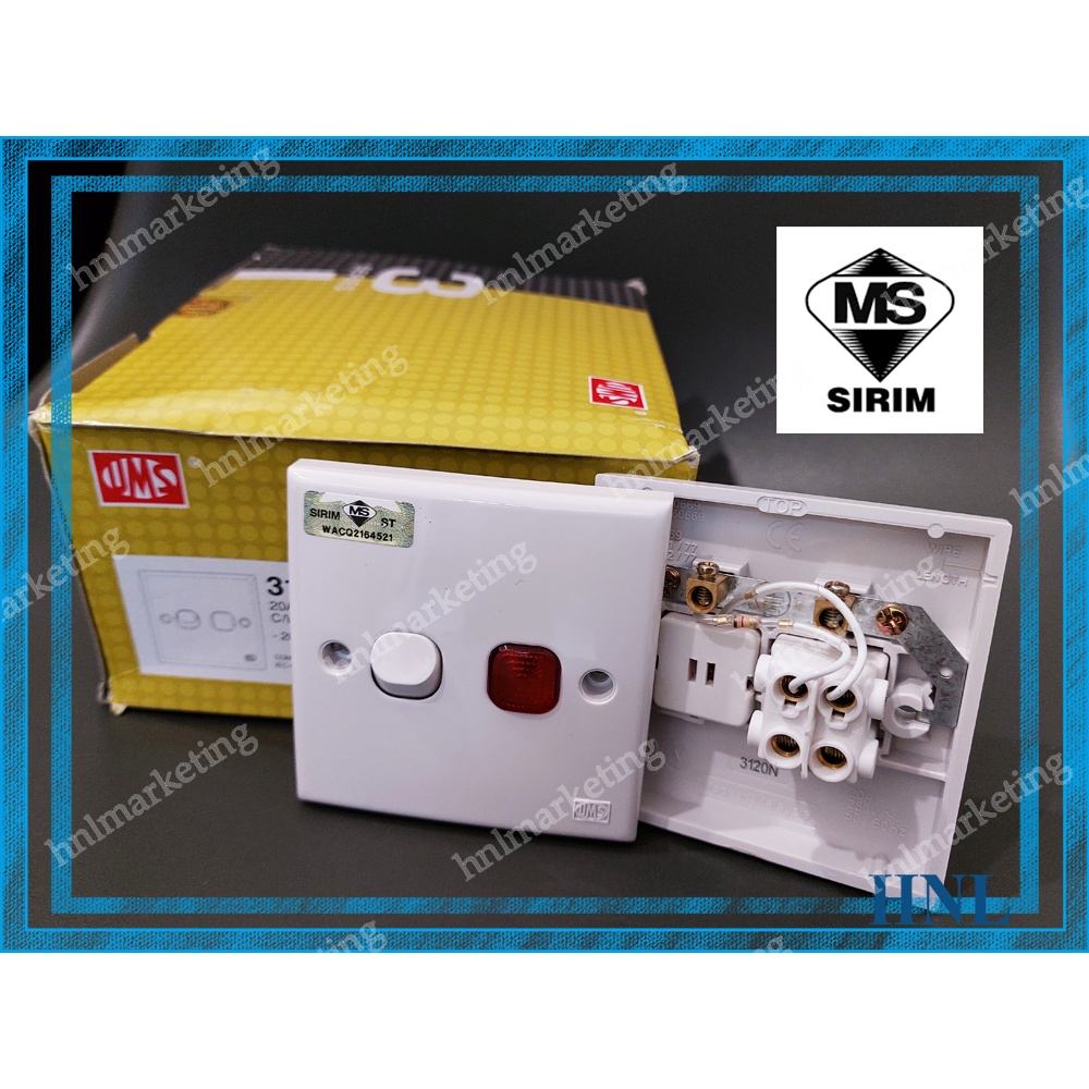 UMS 20A HEATER AIR COND SWITCH 2 POLE WITH NEON | Shopee Malaysia