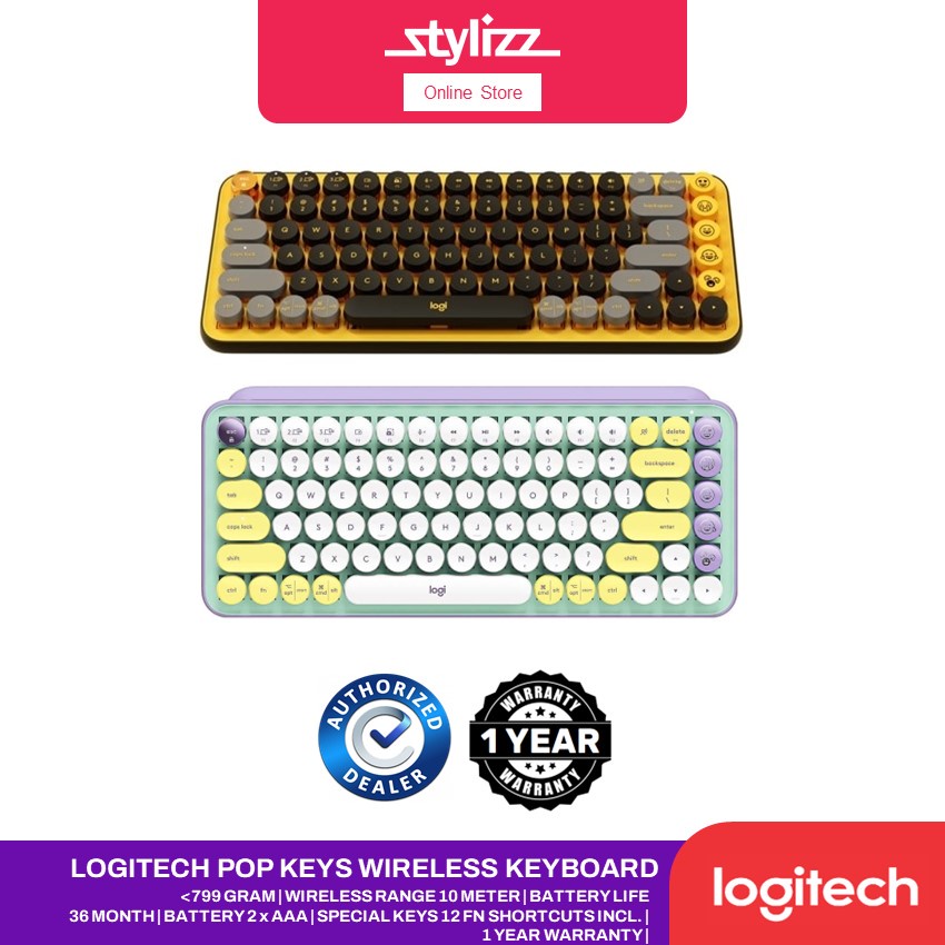 LOGITECH POP KEYS WIRELESS KEYBOARD WITH MECHANICAL TYPING AND ...