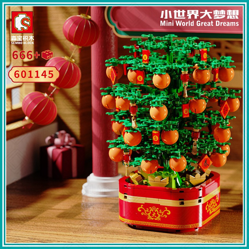 [READY STOCK] Sembo Block 601145 Light and Music Box Mandarin Tree CNY ...