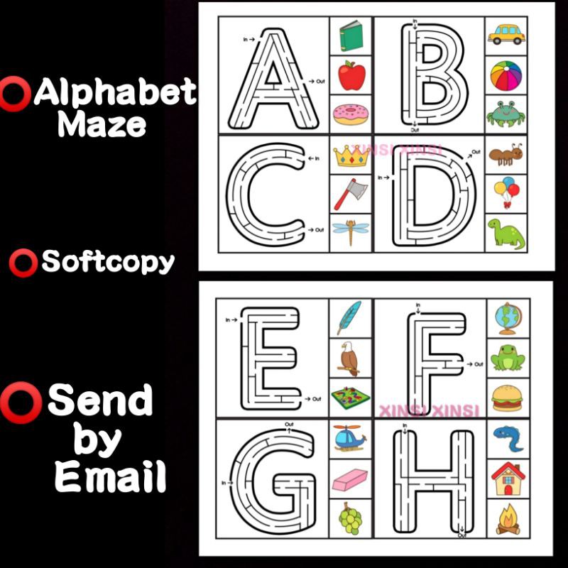Softcopy Alphabet Maze ~ Printable Worksheet for preschool | Shopee ...