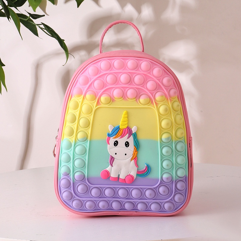 Large Unicorn Backpack Pop It Fidget Toy Girls Wallet Pop It Bag Kids ...