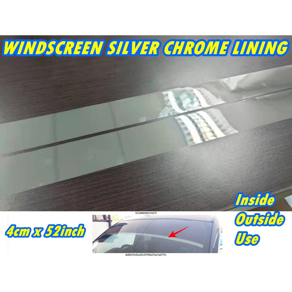 windscreen lining silver chrome sticker 4cm x 52 inch - inside ...