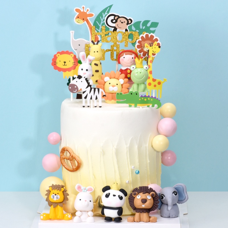[Ready Stock] Handmade Animal Cake Topper Dinosaur Tiger Lion Panda ...