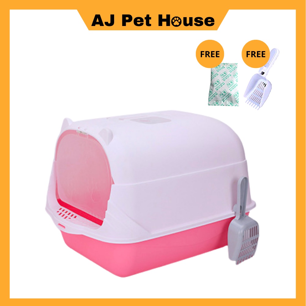 AJPET Large Cat Litter Box Tempat Berak Kucing Bertutup Cat Toilet Tray ...