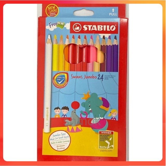 STABILO SWANS JUMBO COLOUR PENCILS 24”s colour ( long ) | Shopee Malaysia