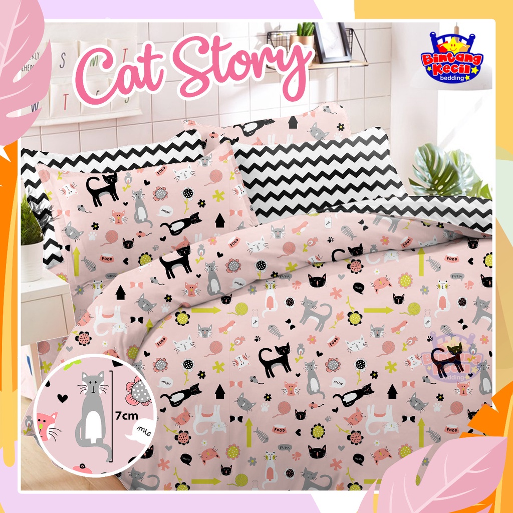 Cute Cute cat Pattern Bed Sheet 90 100 120 160 180 200 Height 20 And 30 ...