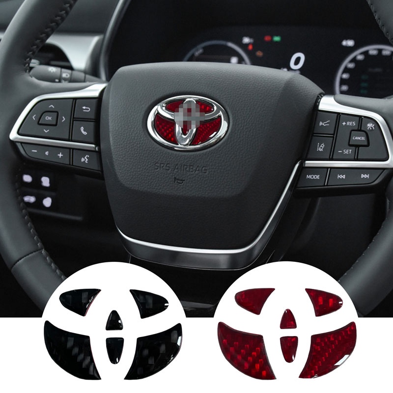 1PCS Carbon Fiber Car Steering Wheel Emblem Badge Sticker For Toyota ...