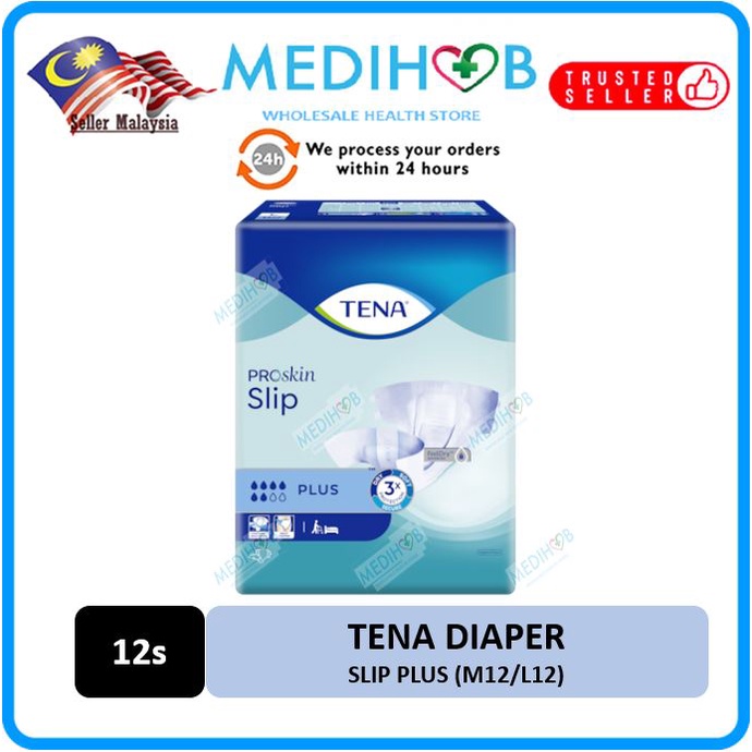 TENA SLIP PLUS Adult Diapers Lampin Dewasa TAPE (M 24pcs / L 24pcs) | Shopee Malaysia