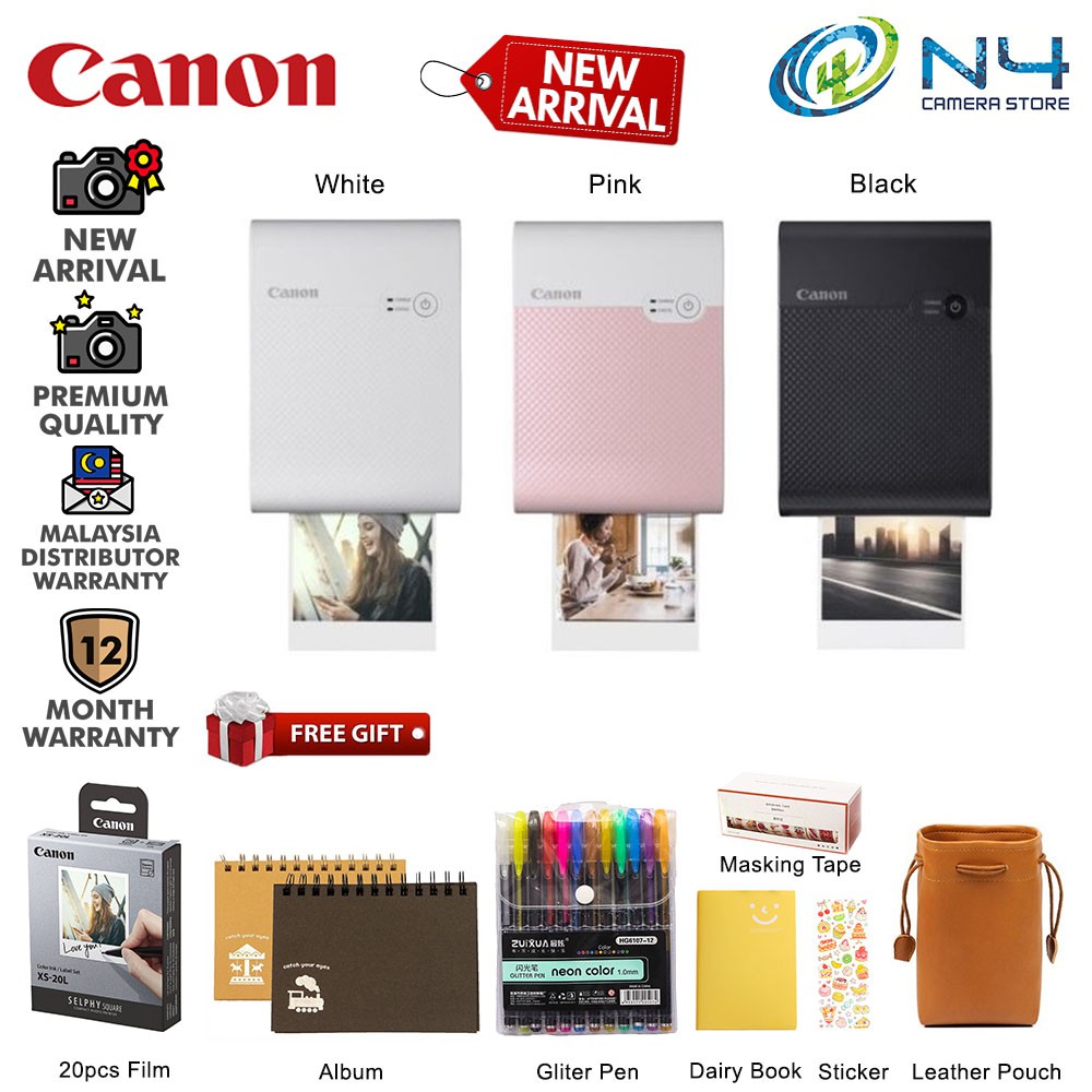 Canon Selphy Square QX10 with Accessories Package [Pink / White / Black ...