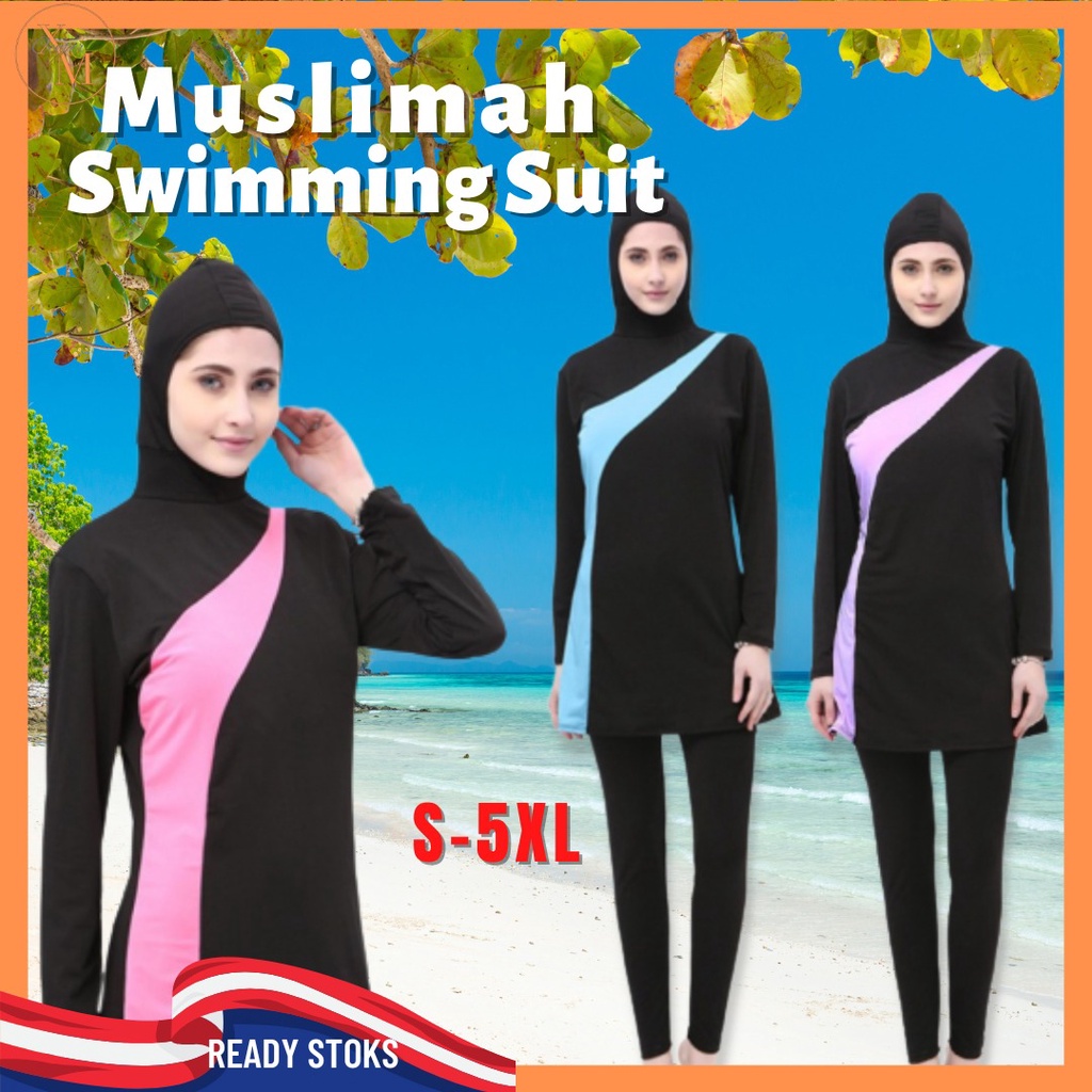 Baju Renang Muslimah Swimming Suit Baju Mandi Hijab Women Swimsuit Female Baju Renang Plus Size