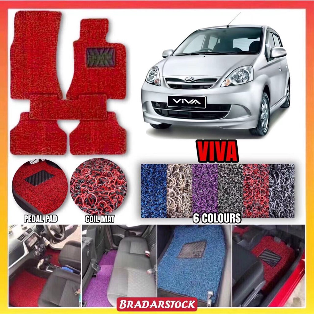 3Pcs/Set Carpet Perodua Viva 12MM & 18MM Anti Slip Coil Mat Car Carpet ...