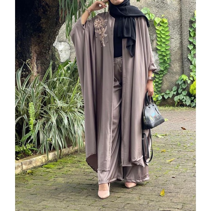 HITAM Saudi Abaya Abaya Abaya One Set Outer And Pants/Black Gamis/Black ...