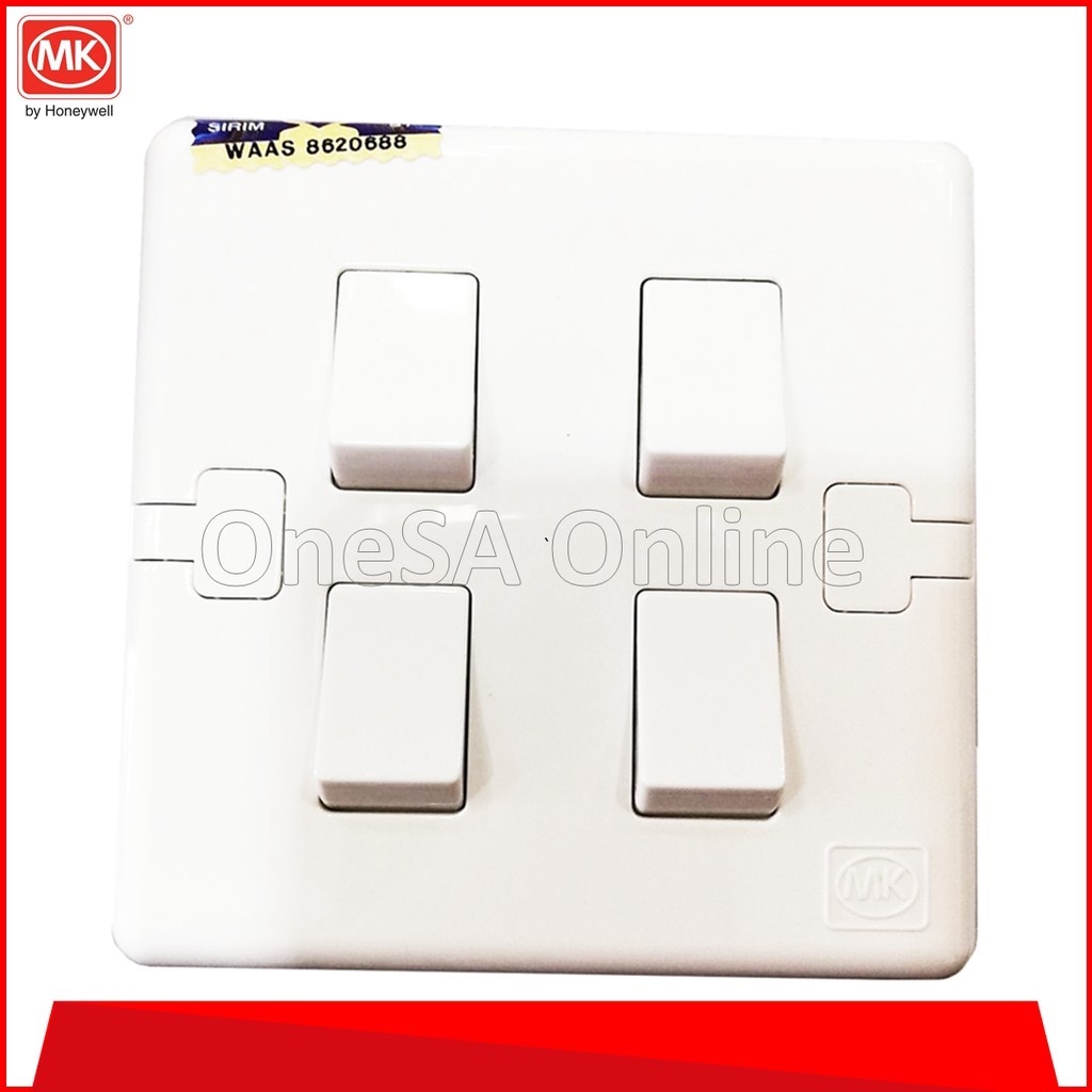 MK PVC 10A SWITCH 4GANG 1WAY(E8874W1/WHI) | Shopee Malaysia