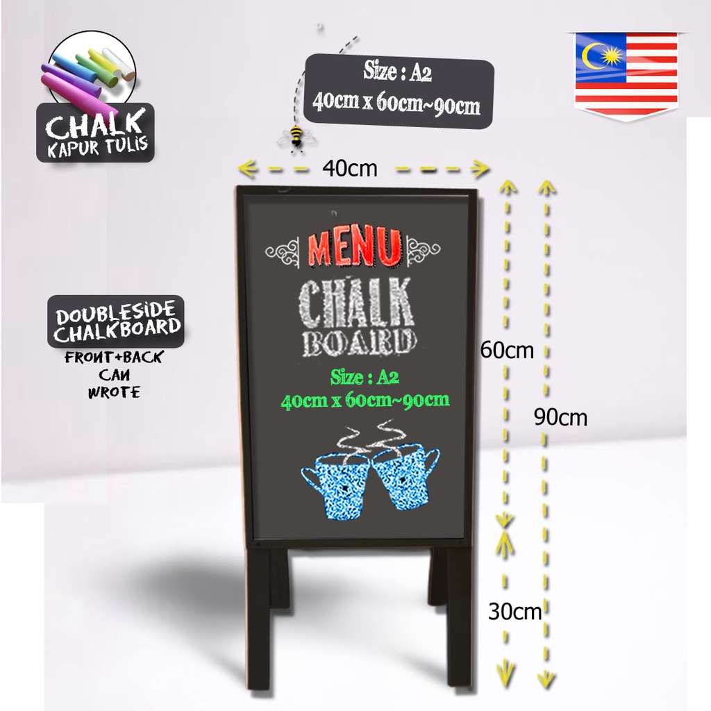 Big Blackboard Chalkboard Papan Hitam BIG MENU Board Cafe Gerai Warung ...