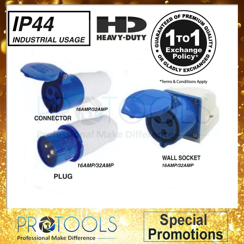 PROTOOLS 240V 16A&32A 3 Pin Industrial Site Plug And Sockets Male/Female AND WALL SOCKET ...