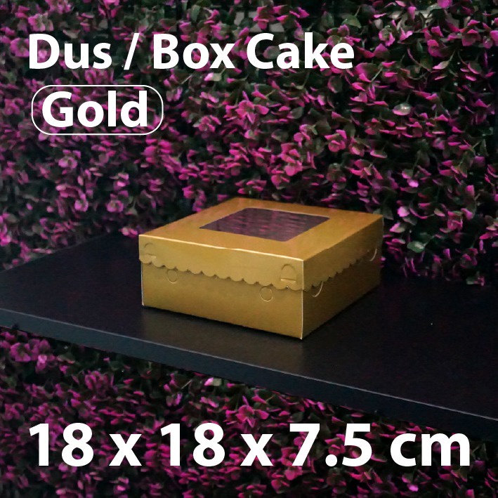 (Boss) Gold Box 18x18 x 7.5 cm With Mica - Cake Box - Gold Cake Box ...
