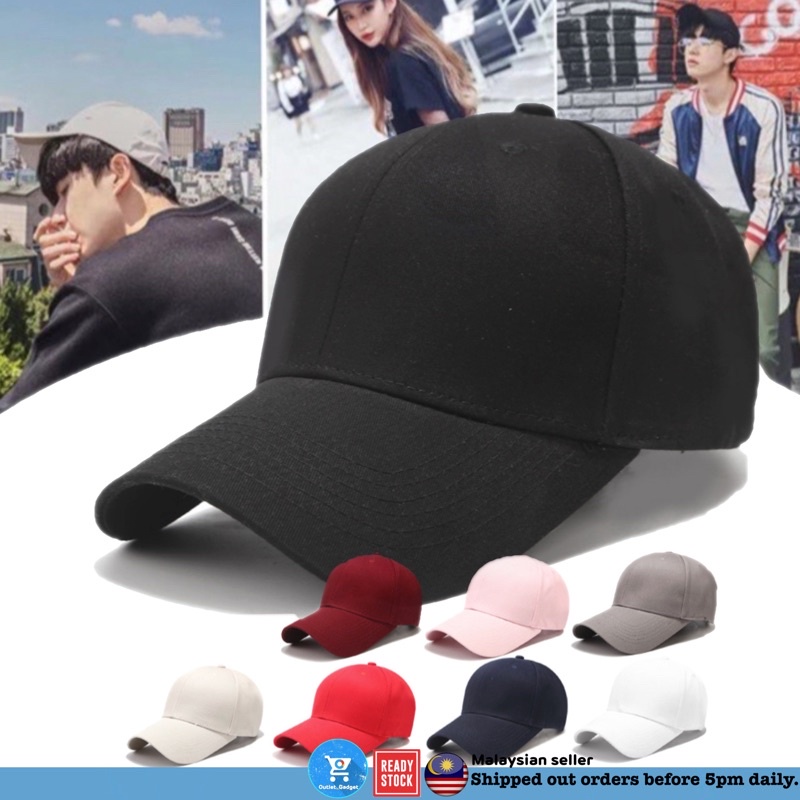 Unisex Plain Baseball Cap High Quality 100% Adjustable Strap | Shopee ...