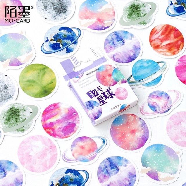 Colorful planet label stickers planner decorative stickers | Shopee ...