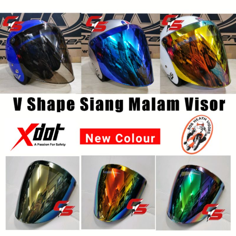 X-DOT Bob Heath Akila TW01 Reborn Visor ORIGINAL Siang Malam 3 Button ...