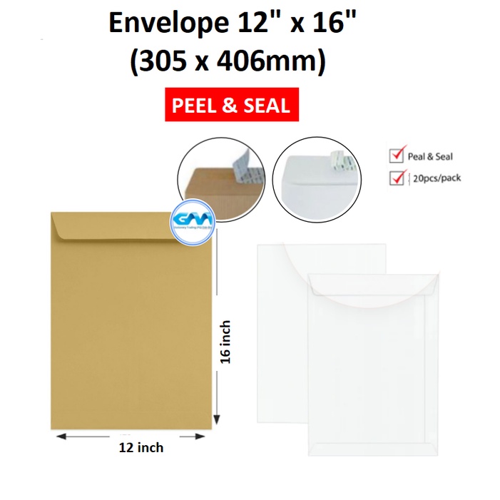 Envelope 12"x16" 20'sheet White/Super Manila | Sampul Surat | Peel and ...