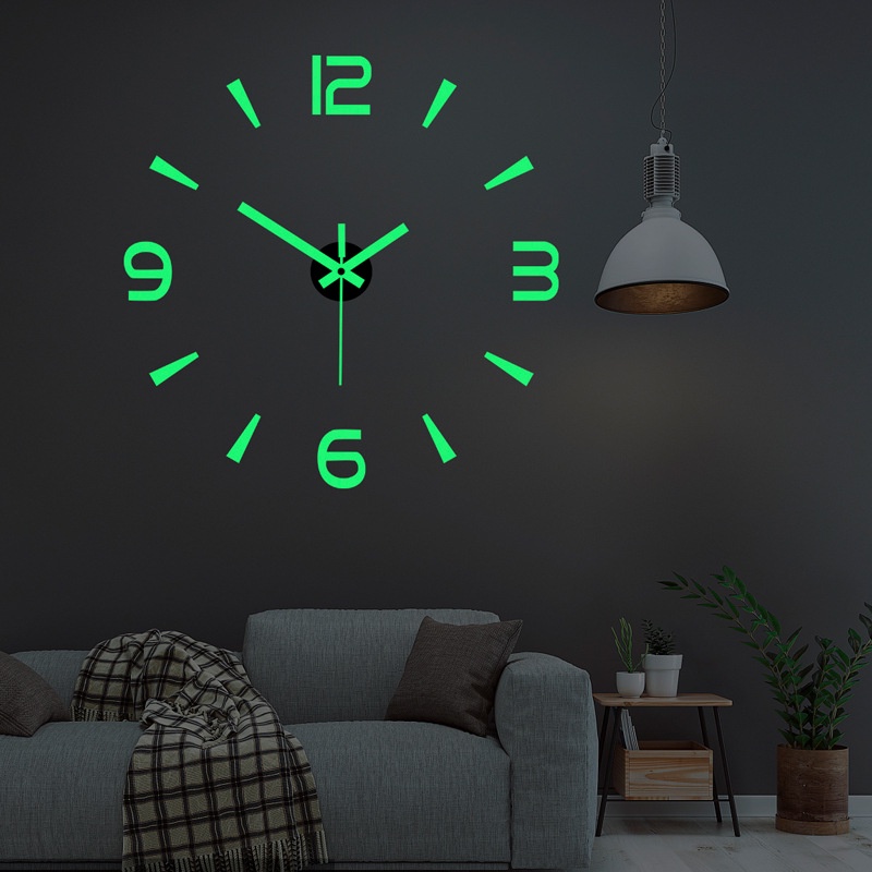 3D Wall Clock Luminous Frameless DIY Digital Clock Wall Stickers for ...