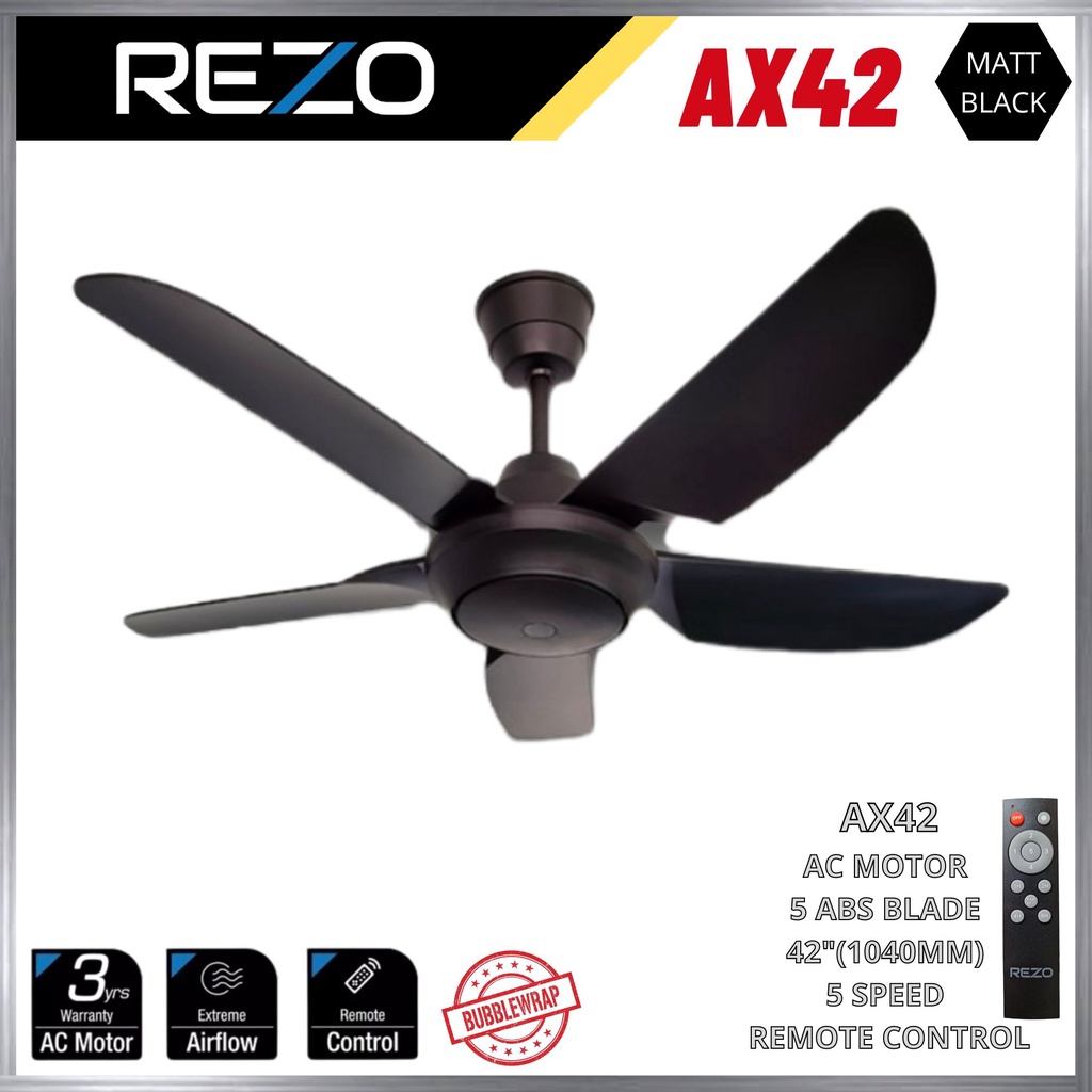 Original REZO 42" Heavy Duty AC Motor AX42 Ceiling Fan With Remote ...