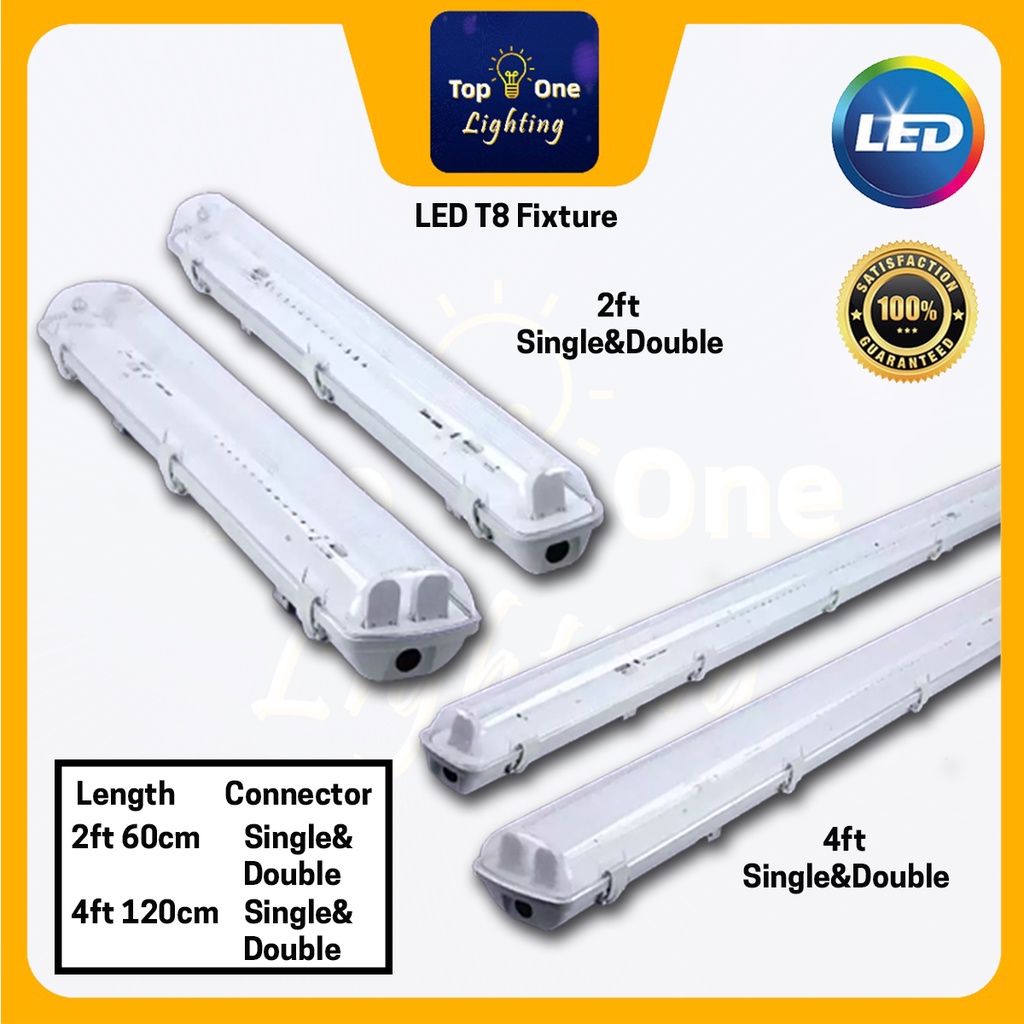 LED T8 Waterproof Casing Fitting 2FT 4FT Single Double Anti corrosive Weatherproof Outdoor lamp ...