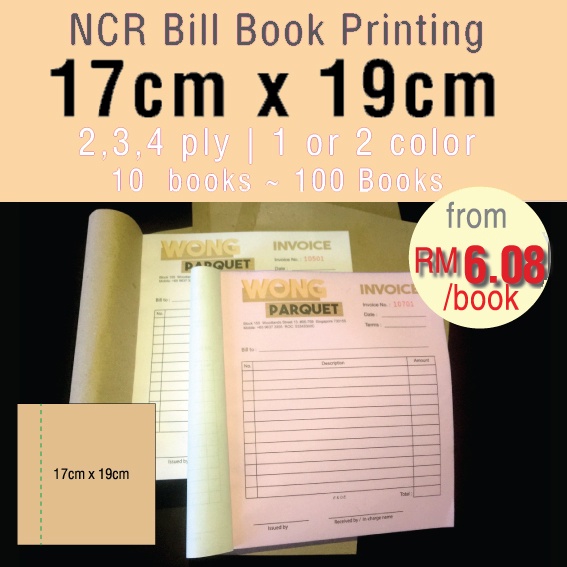 17cm x 19cm NCR Bill Book Custom Printing Receipt Invoice Payment Voucher Order Chit CUSTOM MADE ...