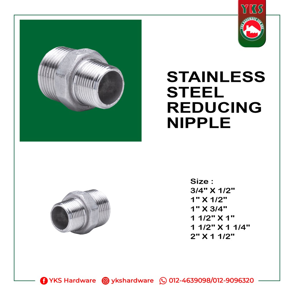 Stainless Steel Reducing Nipple - Pipe & Fittings System | Shopee Malaysia