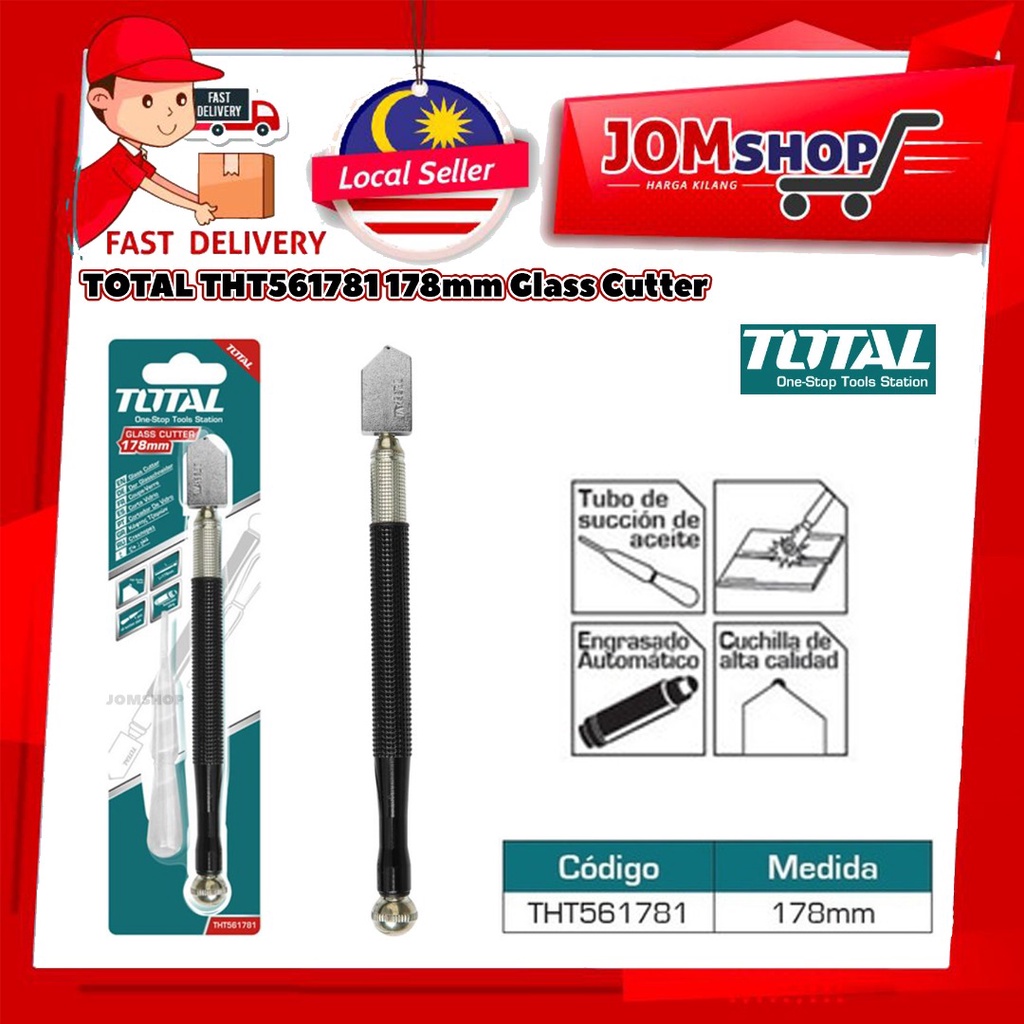 TOTAL THT561781 GLASS CUTTER 178mm HEAVY DUTY / Pemotong Cermin pisau ...