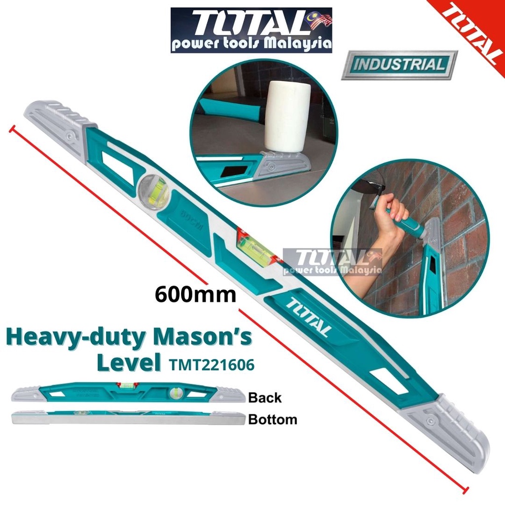 TOTAL Tools Heavy-duty Mason’s Level 600mm (24'') 重型平水尺 - TMT221606 ...