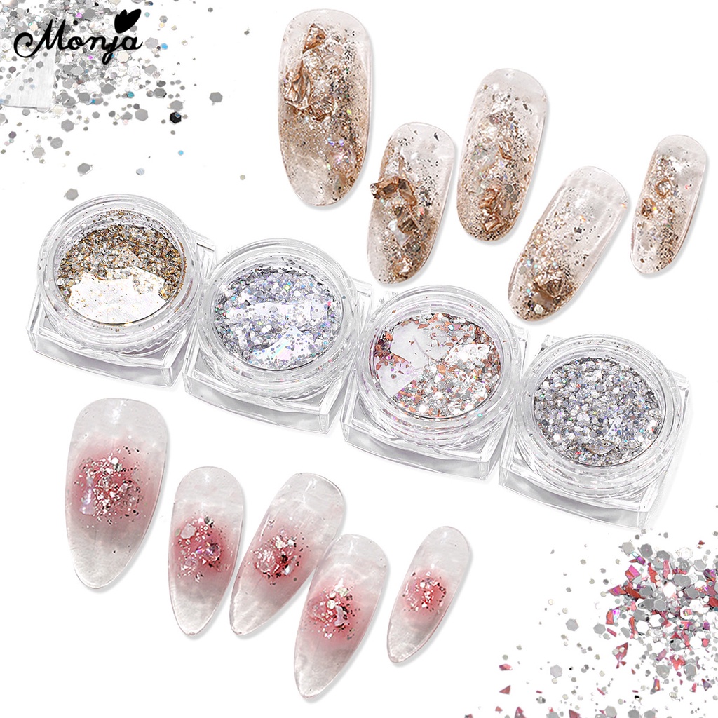 Monja Nail Art Decorations for UV Gel Polish Mixing Blending Sparkling ...