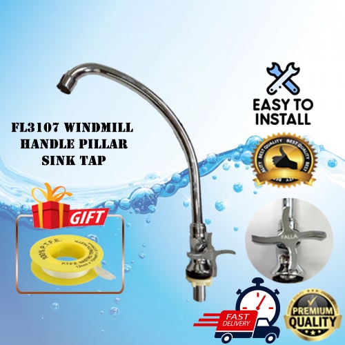 FALLA ITALY FL3107 WINDMILL HANDLE PILLAR SINK TAP BRASS WITH CHROME ...