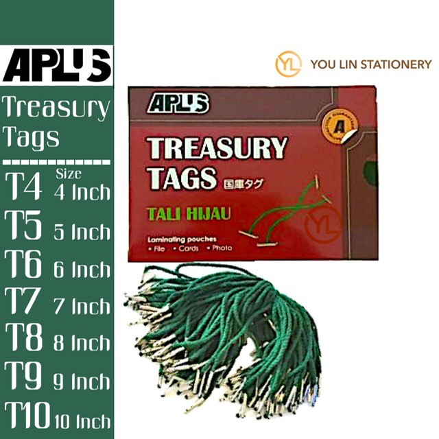 Aplus Treasury Tags / Tali Hijau (T4/T5/T6/T7/T8/T9/T10) | Shopee Malaysia