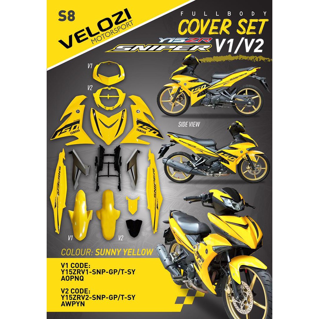 COVER SET Y15ZR SNIPER SUNNY YELLOW 2021 COVERSET PREMIUM EDITION ...