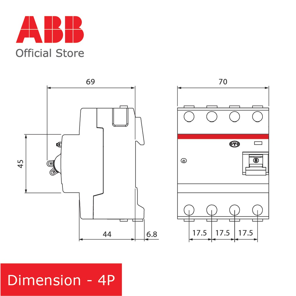 ABB RCCB/ELCB FH204 AC-63/0.3 (300mA) | 4 POLE (4P) | Shopee Malaysia