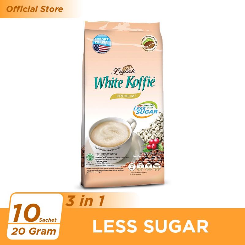 Kopi LUWAK WHITE KOFFIE premium Less Sugar 10 Sachets | Shopee Malaysia