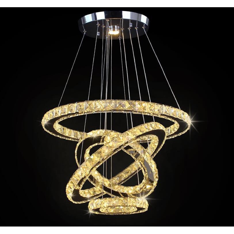 Luxury Modern 4 Rings LED Diamond Crystal Chandelier Ceiling Light ...