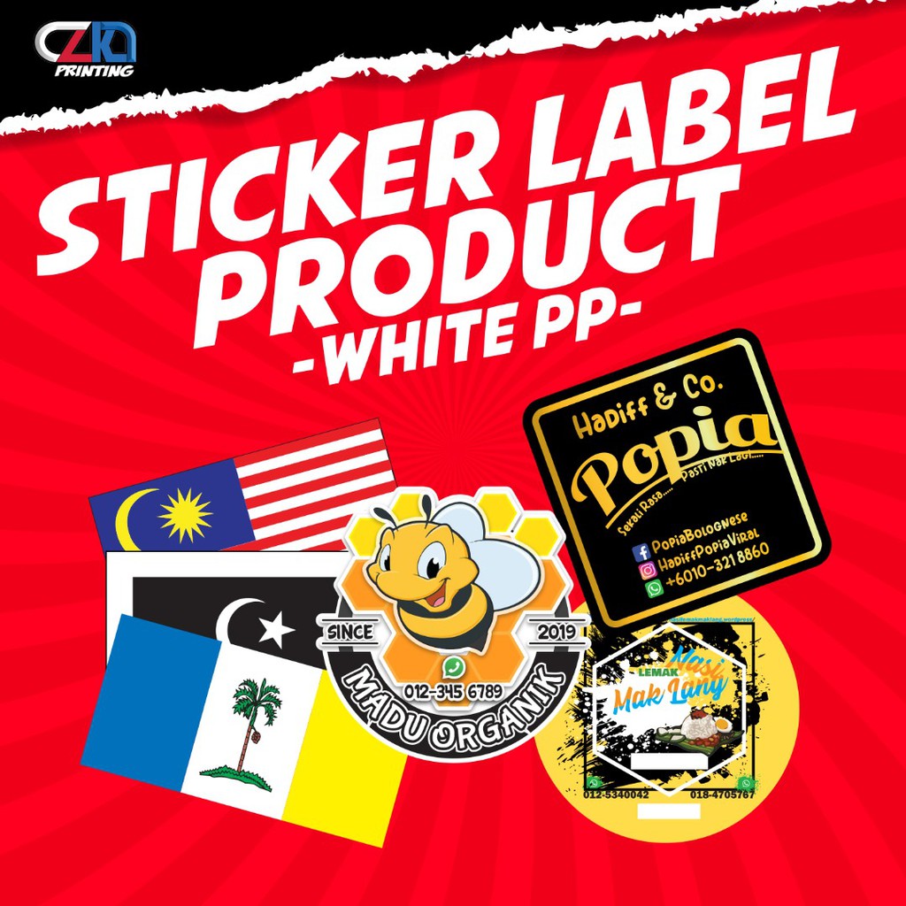 STICKER PRODUK LABEL MURAH [WHITE PP] kalis air 🔥🔥🔥 (Bulat@Petak ...